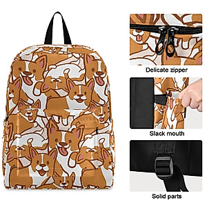 Fustylead Cute Corgi Dogs Funny Personalized Kids Backpack, Durable School Bag for Boys Girls