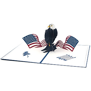 Ribbli USA Eagle Handmade 3D Pop Up Card,Greeting Card,Bird Card,National Flag Card,Patriotic Card,Birthday Card,For Memorial Day,4th of July,Flag Day,Independence Day,Veterans Day,with Envelope