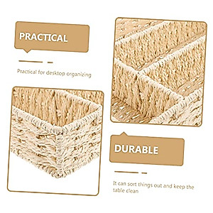 Cabilock Storage Box Make up Organizer Bag Home Storage Baskets Utensil Holder Rectangular Wicker Basket Tea Bags Holder Teabag Packet Holder Bathroom Storage Bins Office Coffee Organizer