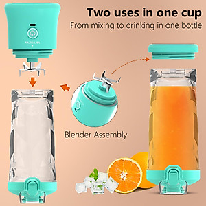 VKYOZVA Portable Blender, 20 Oz Travel Blender USB-C Rechargeable with 6 -leaf Stainless Steel Blades, BPA Free, Personal Blender for Shakes and Smoothies,Suitable for Family Travel Gyms, Mint Blue