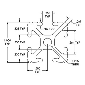 8020, 1010, 10 Series 1 Inch x 1 Inch T-Slotted Aluminum Extrusion DIY Extruded Linear Slot Bar Rail 80/20 (89" Long, Clear Anodize)
