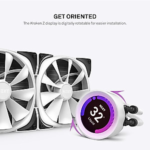 NZXT Kraken Z73 RGB 360mm - RL-KRZ73-R1 - AIO RGB CPU Liquid Cooler - Customizable LCD Display - Improved Pump - Powered by CAM V4 - RGB Connector - Aer RGB 2 120mm Radiator Fans (3 Included) Black