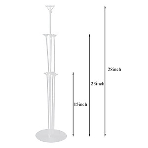 Jiesky 7 Sets 28 Inch Balloon Stand Kits, Balloon Sticks with Base For Table Floor Graduation Baby Shower Happy Birthday Engagement Fiesta Party Decorations Class