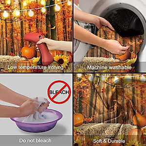 YCUCUEI 7x5ft Fall Forest Photography Backdrop Woodland Pumpkin Landscape Maple Leaves Barn Haystack Background Thanksgiving Party Decoration Harvest Photo Booth