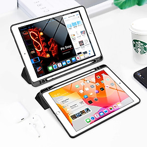 Soke for iPad Air 3 Case 2019 with Pencil Holder, Premium Smart Case, Strong Protection, Auto Sleep/Wake, Ultra Slim Soft TPU Back Cover for iPad Air 3rd Gen 2019/iPad Pro 10.5 2017(Black)