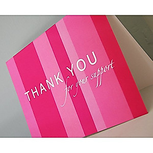 10 Breast Cancer Support, Pink Ribbon Thank You Cards, Recycled - For Breast Cancer Awareness, Charity Events, Runs, Walks - Hot Pink - Jenna by Two Poodle Press