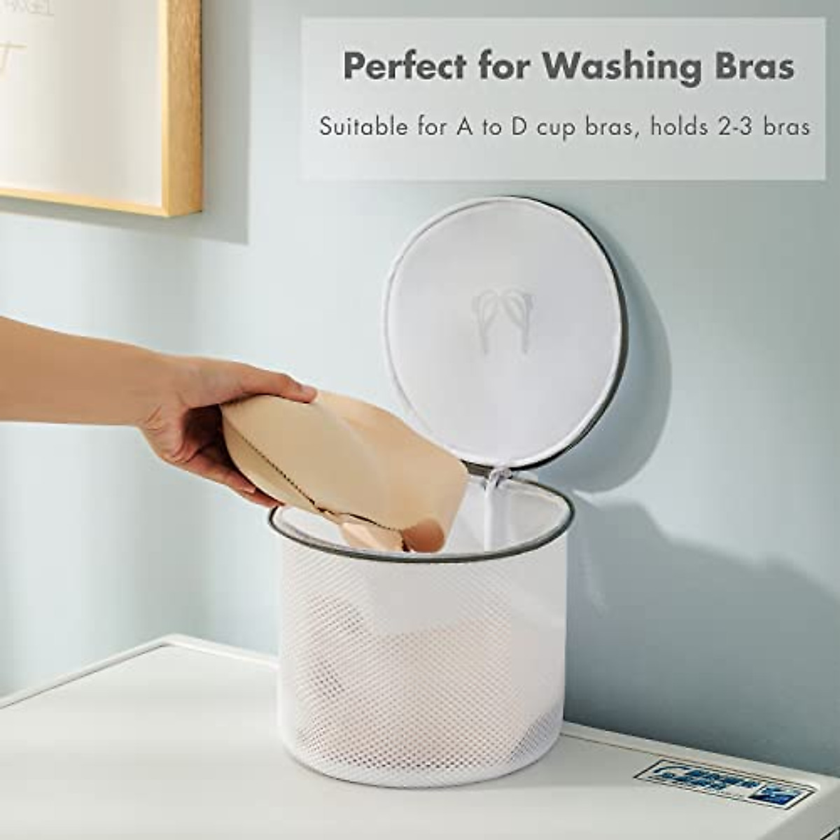 Musgogo Bra Washing Bags for Laundry, Mesh Delicates Bra Laundry Bags for Washing Machine, Large Bras Wash Bag Net Lingerie Undergarment Underwear Protector Bags, Sandwich Fine Mesh (2 Pcs White)