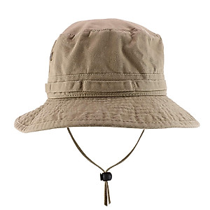 Armycrew Big Oversized Jungle Boonie Bucket Hat with Chin String Fits Upto XXXL - Khaki - 2XL-3XL