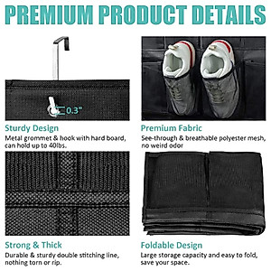 GENGXIN 28 Pockets Over The Door Shoe Organizer Hanging Narrow Closet Door, Door Large Capacity, Hanging Shoe Organizer for Closet Hanging Shoe Holder Hanger with 4 Metal Hooks