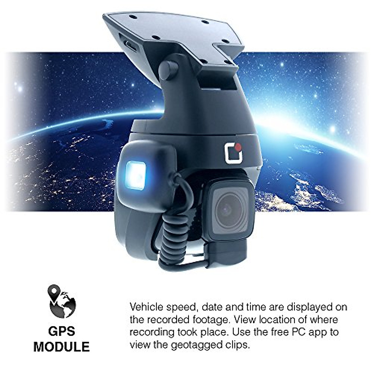 Rovi CL-6001 Magnetic Mount 1080p Full HD High Definition Panoramic Car Dash Camera Recorder with 1.5 Inch Wide Screen Wi-Fi, GPS, Loop Video Recording, Impact Detection and 360 Degree Rotation