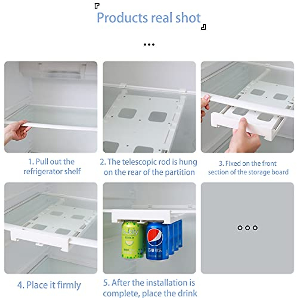 Hanging Soda Can Organizer for Refrigerator, Adjustable Fridge Drink Organizer Suspended Soda Organizer for Refrigerator Canned Food Beer Drink Cans Storage Rack, Hold Up to 8 Cans