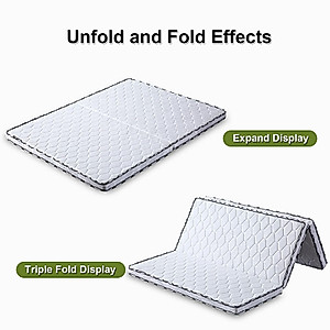 Enchantia 3.2in Coir Mattress, Natural 3E Coconut Firm Mattress Contains 6cm Coconut Palm Inner Core, Moderately Soft and Hard, Seamless Foldable Mattress for All Ages Queen Mattress