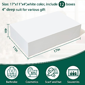 YANGTE 12 Premium Gift Boxes with Lids for Presents, Extra Large White Boxes for Wrapping Gifts, 4-inch Deep Clothing Gift Boxes for Robe, Sweater, Shirt and Christams Gift