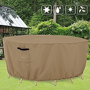 Tempera Patio Table Cover , Sectional Sofa , Dining Set Cover Outdoor , Anti-Fading , Waterproof for Outside Furniture, 62"D x 27.8"H, Taupe