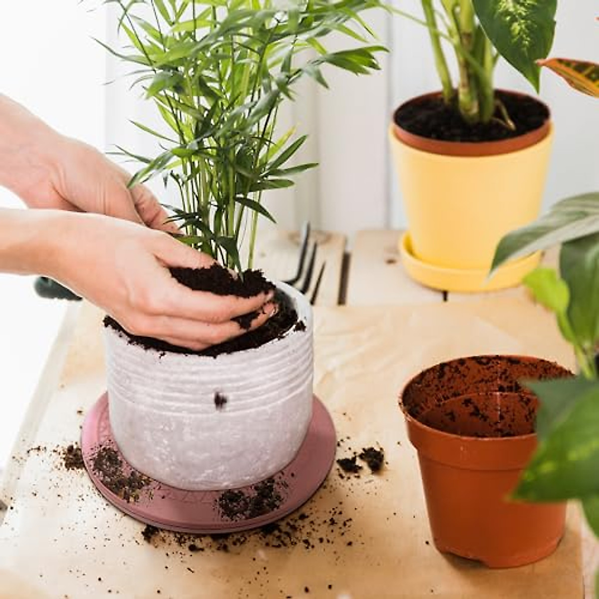 LapWorks 12 inch Rotating Plant Swivel Stand and Bonsai Turntable - Heavy-Duty Lazy Susan Base for Indoor & Outdoor Potted Plants, Gardening, and Sunlight Management (Tuscan Terra Cotta)