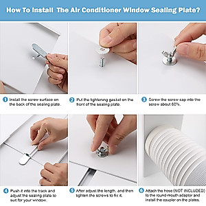Portable Air Conditioner Window Kit, with Adjustable Window Seal for AC Unit, AC Window Vent Kit, Sliding Window Air Conditioner Kit for Doors Windows and 5.9 inch Diameter Exhaust Hose