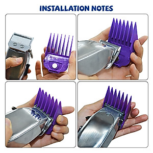 Magnetic Clipper Guards Guide Comb 10pcs Set Compatible with Andis Master Hair Clippers Purple