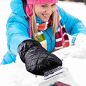 Frienda 2 Pieces Ice Scraper Mitt Snow Waterproof Remover and Black Snow Brush with Windshield Ice Snow Frost Scrapers for Car Roof Bumpers Windshield