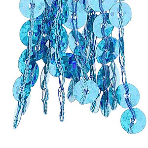 Kakaco Women Belly Dance Skirt Sequin Fringe Skirts Sparkly Hip Scarf Skirt Fashion Party Skirt Costume (G-Blue)