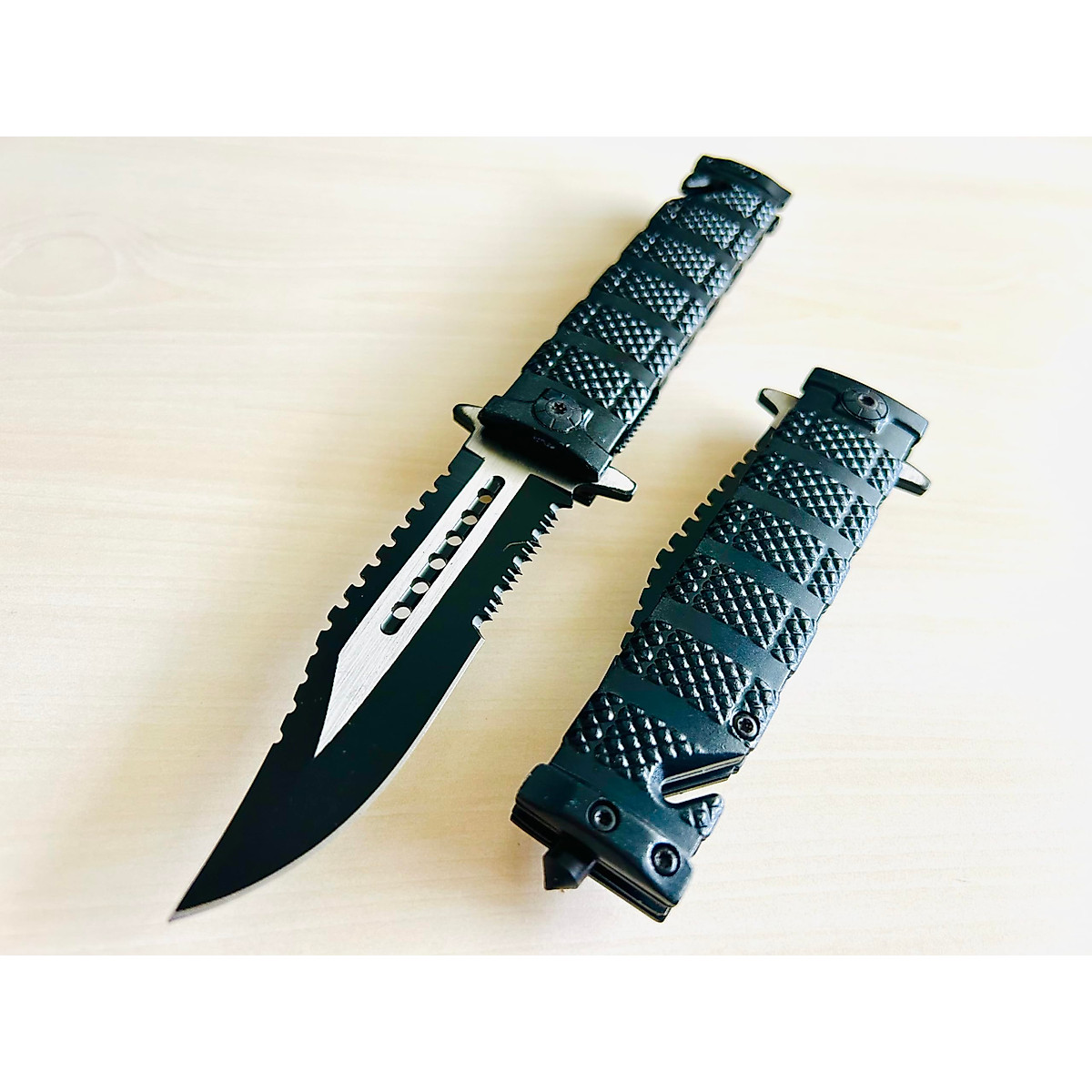 BladeDealUSA 8.5” Black Military Knife Assisted Open Folding Pocket knife. Hunting, Camping Accessories