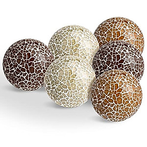 6 Pieces Mosaic Sphere Balls Decorative Mosaic Glass Balls Decorative Orbs Table Sphere for Living Room Decor Centerpiece Balls for Bowls Vases Dining Table Decor, Diameter 2.4 Inch (Classic Colors)