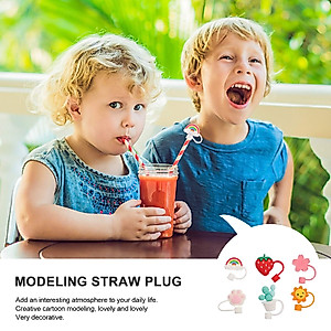6 Pcs Straw Covers Reusable Silicone Straw Toppers Drinking Straw Tips Lids for 6-8 mm Straws