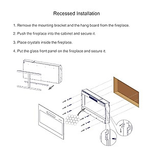 50 Inch Smart Linear Electric Fireplace - Recessed in-Wall and Wall-Mount Heating Device, Multiple Flame Colors, Space-Saving Heater with Remote Control(50'')