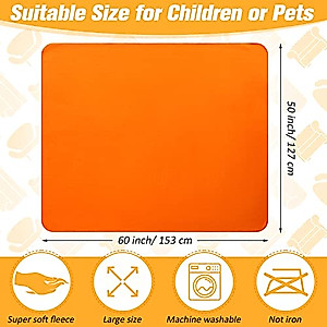 15 Pieces Fleece Blankets Bulk 50 x 60 Inch Double Sided Ultra Soft Fleece Throw Blankets Bulk Lightweight Warm Cozy Airplane Blanket Pet Blankets for Home Office Wedding Gifts Outdoor Use (Orange)