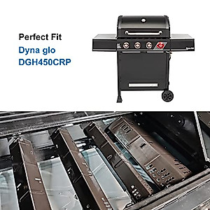 Uniflasy Grill Heat Plate and Grease Tray with Catch Pan Replacement for Dyna-Glo DGH450CRP, Heat Plates for Dyna-Glo 4 Burner Grill