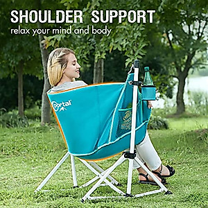 PORTAL Hammock Camping Chair Folding Rocking Chair Portable Swinging Chair with Cup Holder for Outdoor Lawn Backyard Patio Car Camp Sports Concerts,Support 350 lbs Blue