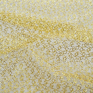 55 Inch Gold Metallic Mesh Fabric Shiny Gold Thin Mesh Gold Stretch Net Tulle Fabric for Party Birthday Wedding Wreath Swags and Christmas Tree Tables Decoration (Gold, 1 Yard (35x55 in))