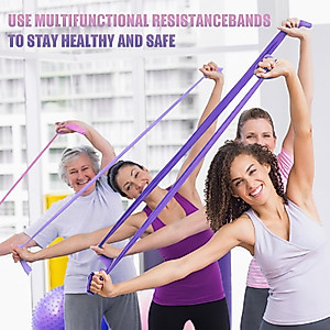 Resistance Bands for Physical Therapy Women, Extended 4.9FT Exercise Stretch Bands for Yoga, Pilates, Rehab, Fitness and Strength Training, Elastic Workout Bands with Training Poster(Purple)