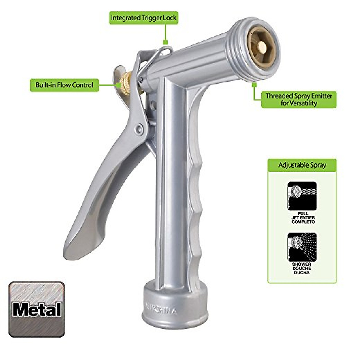 Melnor 65033-AMZ Heavy Duty Metal Nozzle with QuickConnect Product Adapter Amazon Bundle, Classic Design
