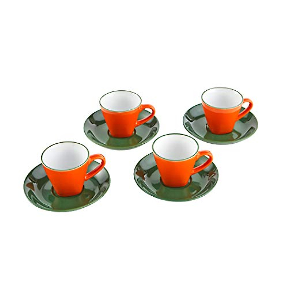 IMUSA USA 8 Piece 3oz Colorful Espresso Cups with Saucers (Green, Orange)
