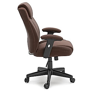 Signature Design by Ashley Corbindale Classic Upholstered Home Office Swivel Desk Chair, Brown & Black