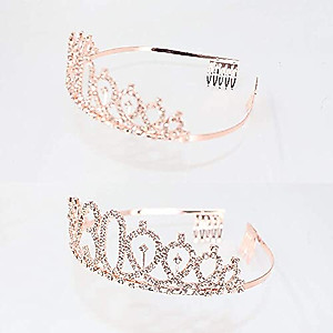 "Talk Thirty to me" Sash & Rhinestone Tiara Set - 30th Birthday Gifts Rose Gold Glitter Birthday Sash for Women Birthday Party Favors