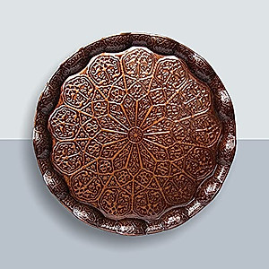 Turkish Ottoman Coffee Tea Beverage Serving Wavy Tray 35cm (Antique Copper)