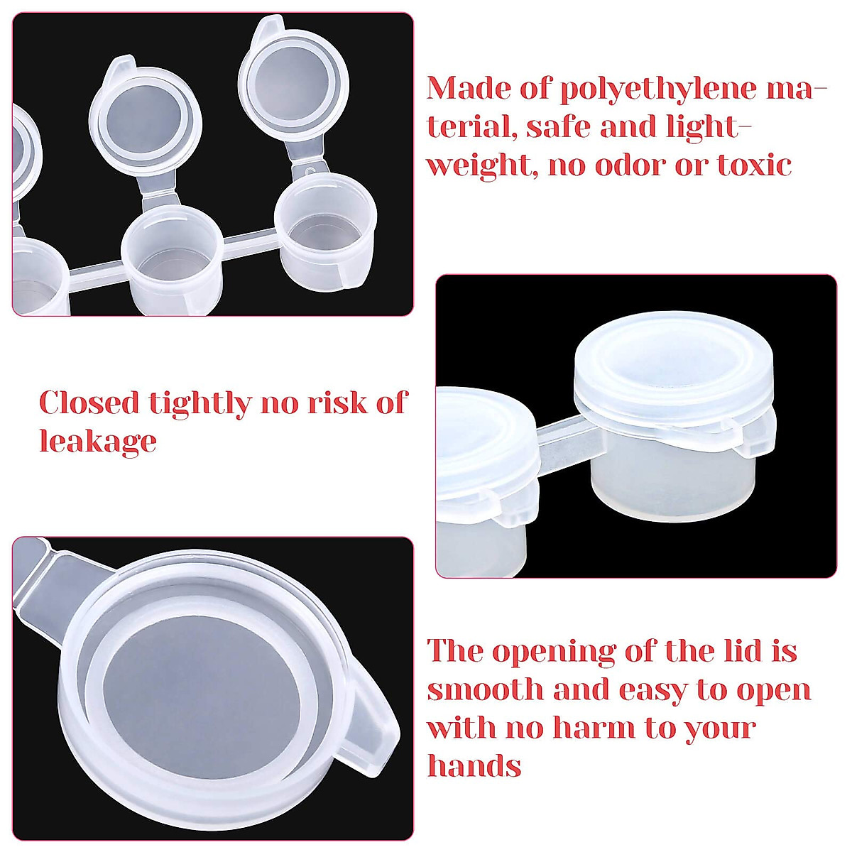 Caffox 240 Pieces Empty Paint Pot, 40 Strips Acrylic Mini Paint Container Strips Storage with Lids for Classrooms School Arts and Crafts Paint (3ml/ 0.1oz)