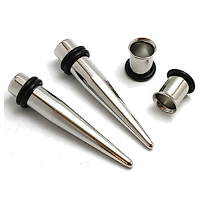 Zaya Body Jewelry 9mm Steel Ear Stretching Kit 2 Steel Tapers & 2 Steel Tunnels