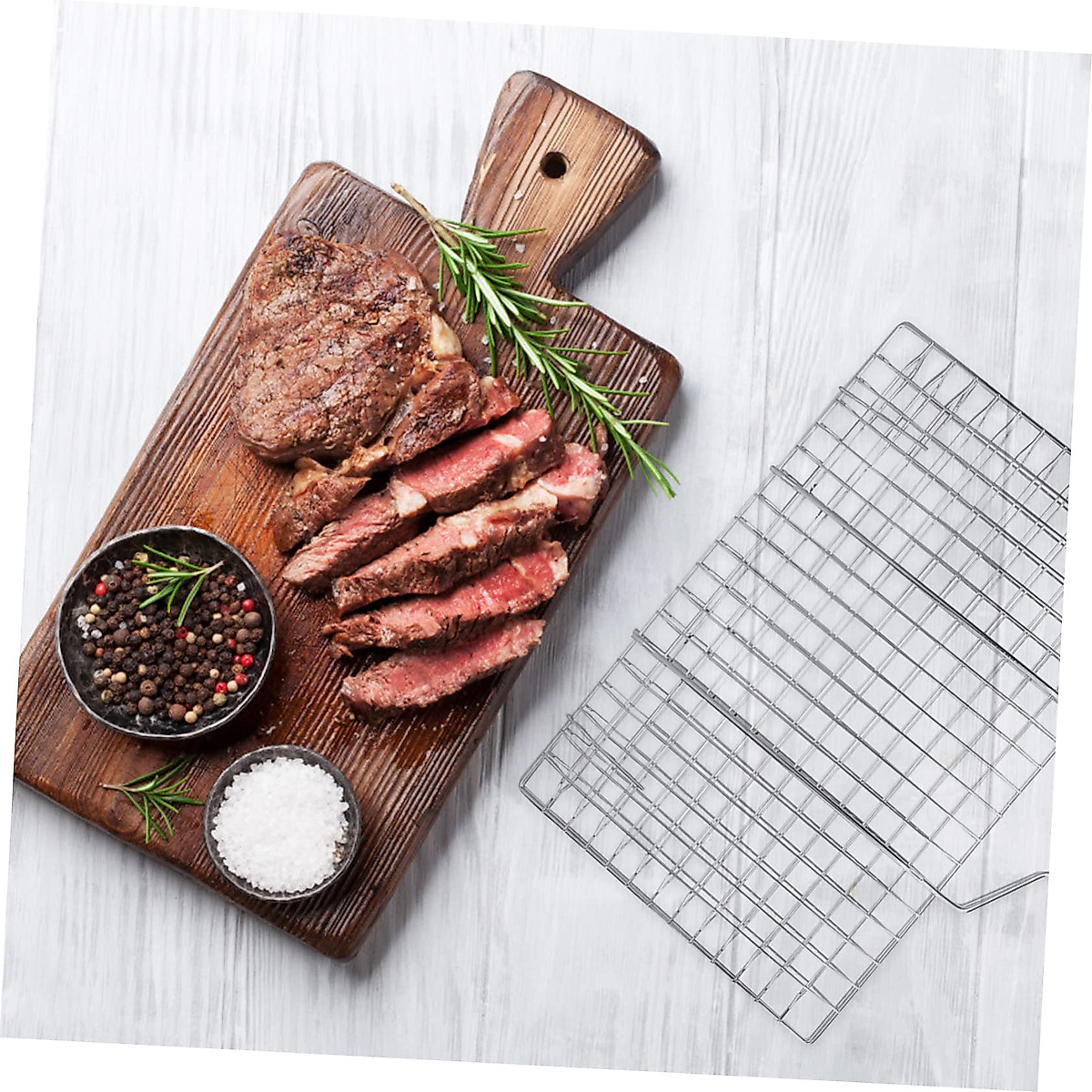 JEWEDECO 1pc Bbq Fish Rack Barbecue Fish Basket Bbq Grilling Basket Outdoor Grill Accessories Bbq Fish Holder Bbq Fish Basket Charcoal Grills Barbecue Grill Stainless Steel Grilled Shrimp