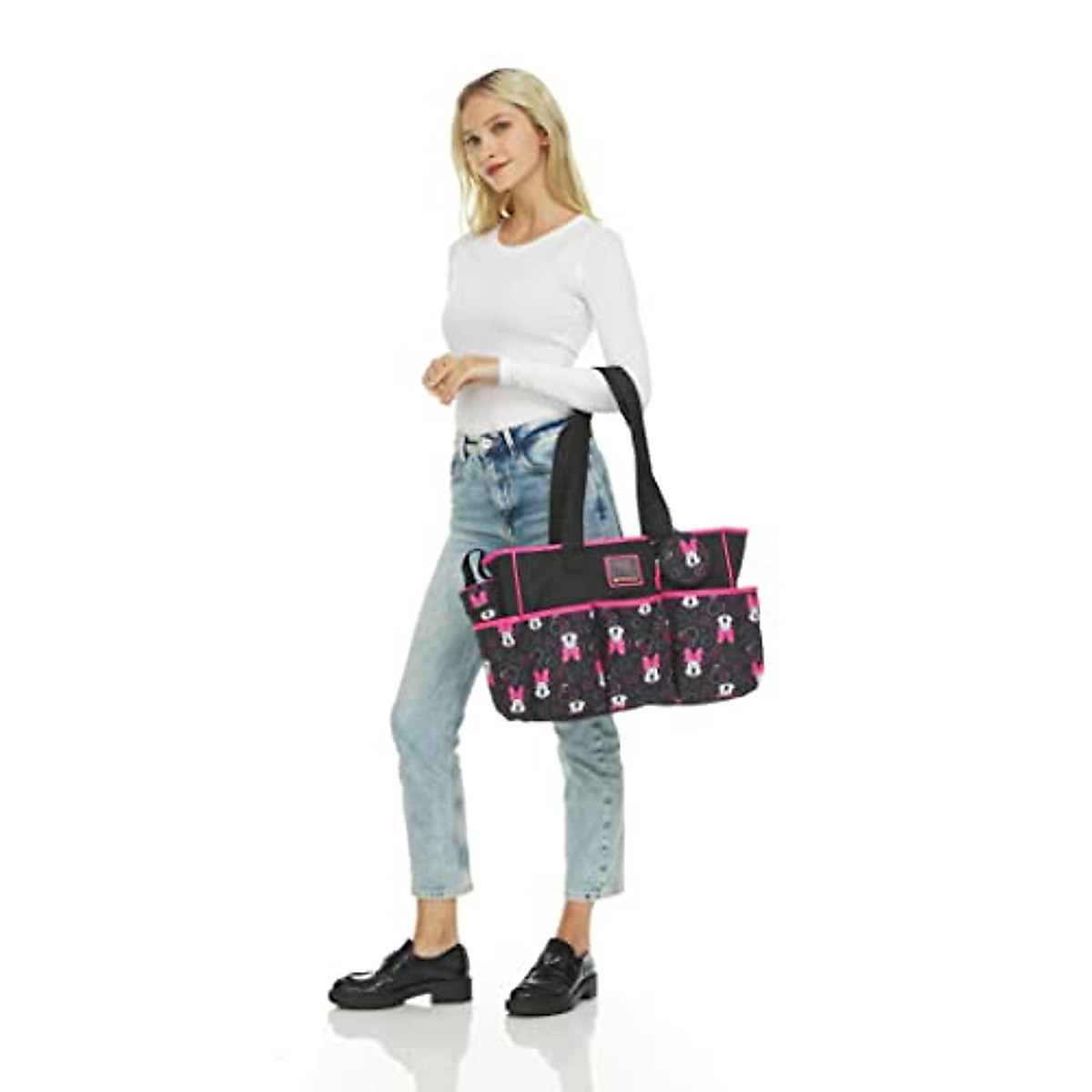 DISNEY Baby Girl Multi Piece Tote Diaper Bag, Minnie-Toss Print