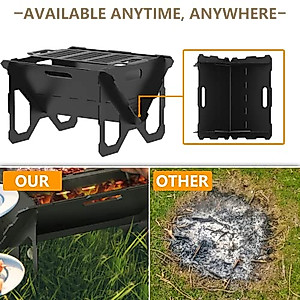 HYPATA 20 Inch Fire Pits for Outside,Portable Fire Pit for Camping,2 in 1 Metal Fire Pit Stove Backyard Patio Garden Fireplace for Camping, Outdoor Heating, Bonfire and Picnic