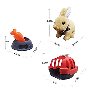 Suniauntie Interactive Bunny Rabbit Stuffed Animal, Easter Gift for Kids, Electric Plush Toy with Sound & Movements, Play House Set