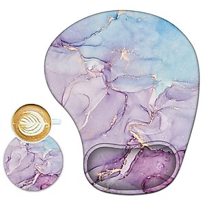 ARTSO Ergonomic Mouse Pad with Wrist Support Gel Mouse Pad Wrist Rest, Non-Slip PU Base Comfortable Mousepad for Office Home Working Studying Pain Relief & Easy Typing, Purple Blue Marble