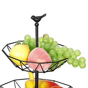 RAUVOLFIA Tabletop 3-Tier Countertop Fruit Basket Stand, Metal Fruit Bowl for Fruit, Vegetables, Bread, Comestics, Cupcakes, Snacks and Household Items