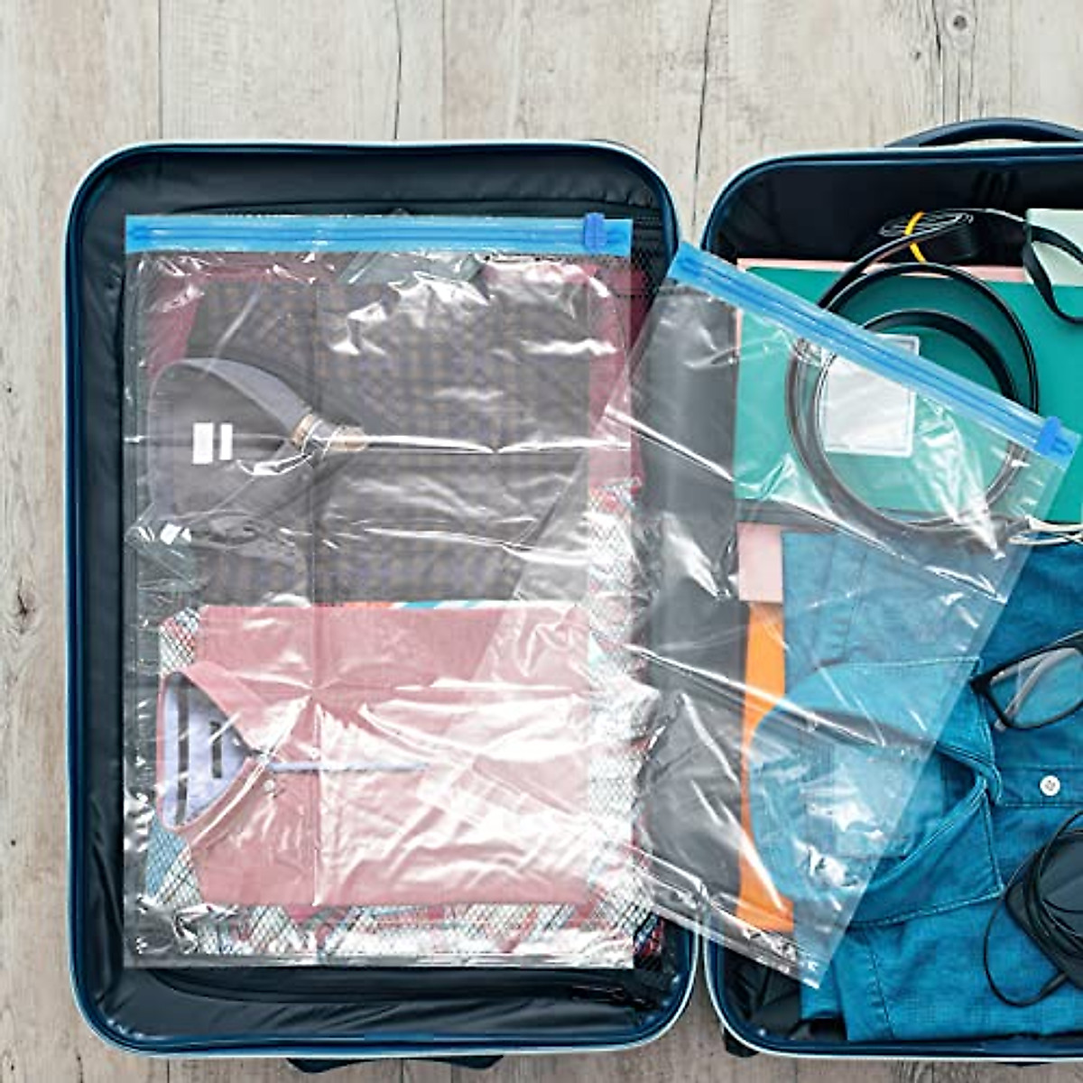 Veemoon Compression Bags 10pcs Travel Space Saver Bags Vacuum Storage Bags Roll-up Sealer Bags No Vacuum Pump Needed for Clothes Bedding Luggage Packing