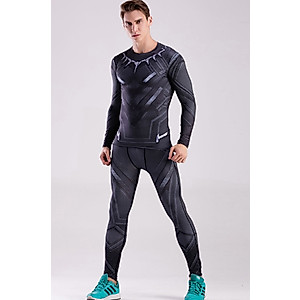 Red Plume Men's Compression Elastic Tight Leggings Sport Panther Leopard Printing Pants