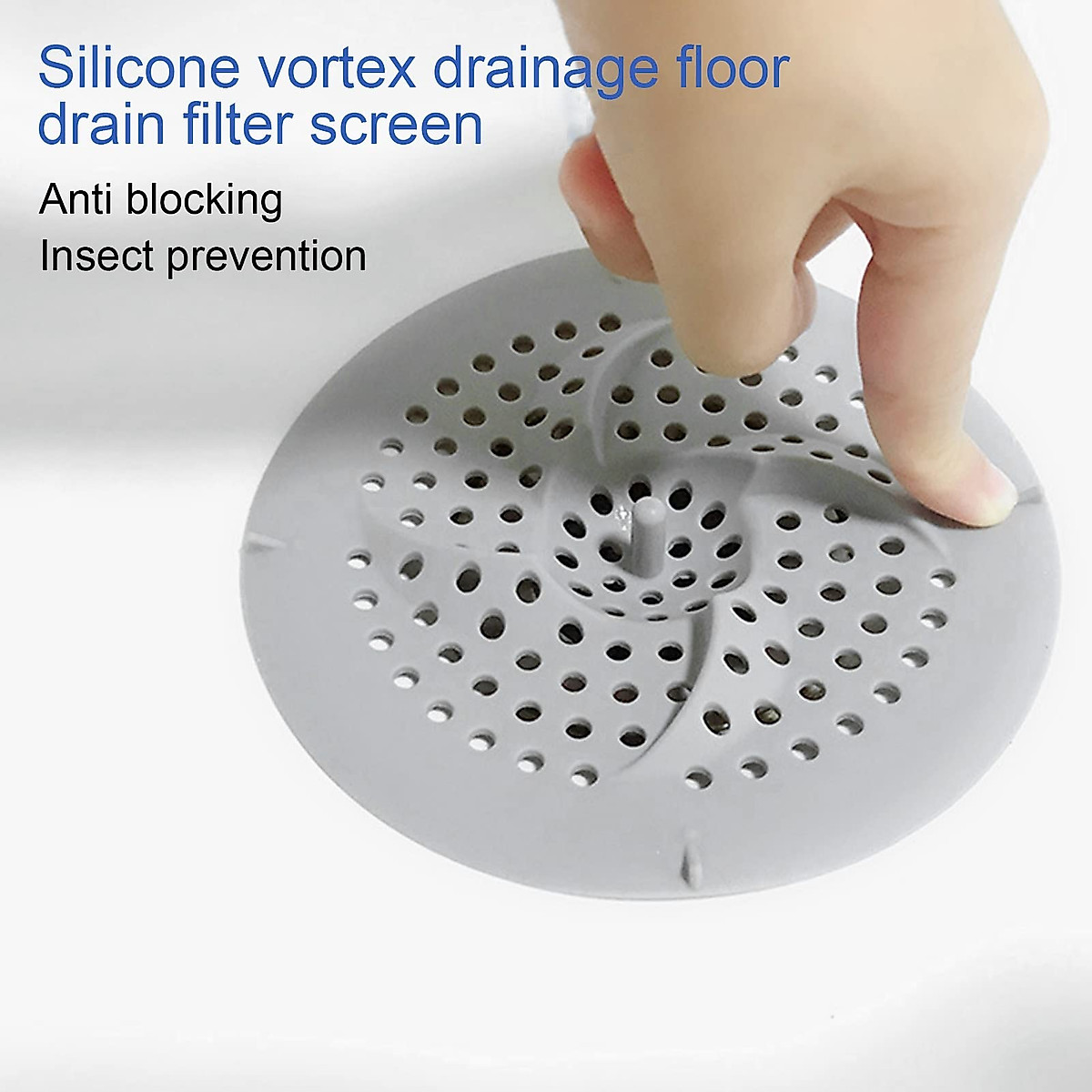 Altsuceser Hair Catcher Durable Silicone Hair Stopper Shower Drain Covers Easy to Install and Clean Suit for Bathroom Bathtub and Kitchen, Floor Sink Strainer Grey