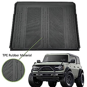 Pedigree 3D TPE Material Cargo Mat Fits 2021-2022 Ford Bronco 4-Door Version All Weather Rear Trunk Mat Waterproof Car Floor Mat Anti-Skid Odorless Rubber Carpet (Trunk Mat)
