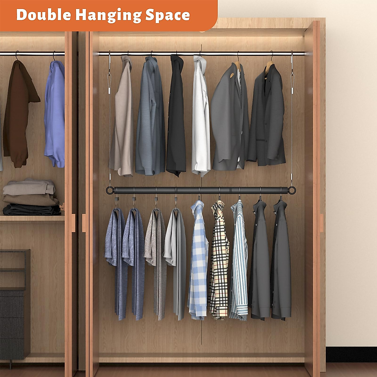 Qufiona Closet Hanging Rod 30 Inches - 1 1/4Inch Diameter Heavy Duty Closet Extender Hanging Rod - Space Saving Hanging Closet Rod for Clothes, Dorm Closet, Nursery Closet...